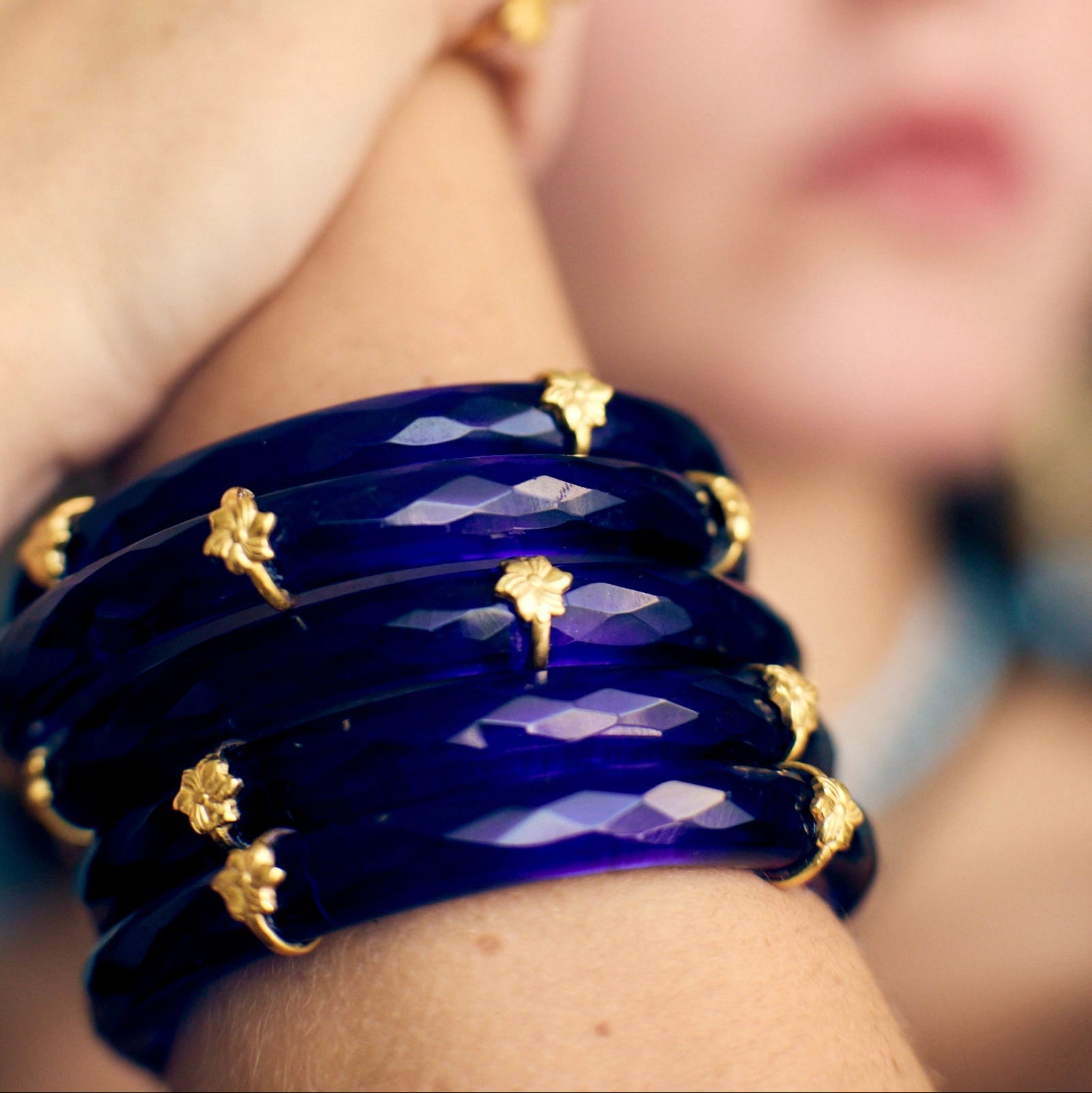Blue Current Glass Bangle (Available for pre-order. Ships April 30th)