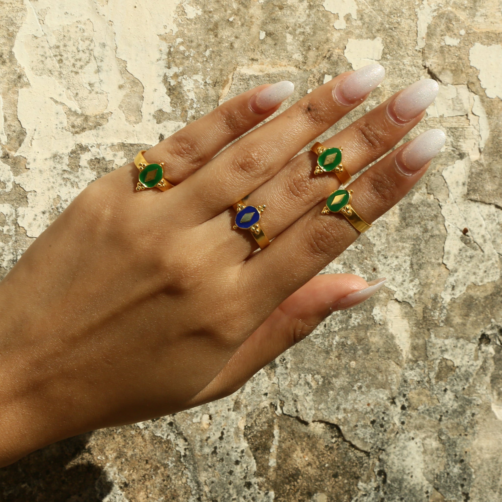 Hot Pot Green vintage inspired 24K gold plated ring