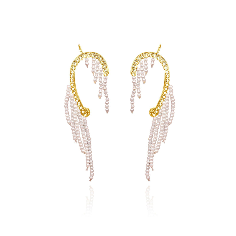 Pearl Statement Vintage Inspired 24K Gold Plated Earrings